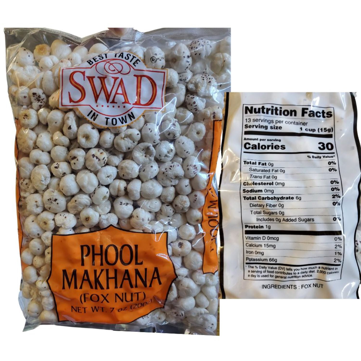 Swad Phool Makhana Fox Nut 200g (Pack of 2) - Walmart.com