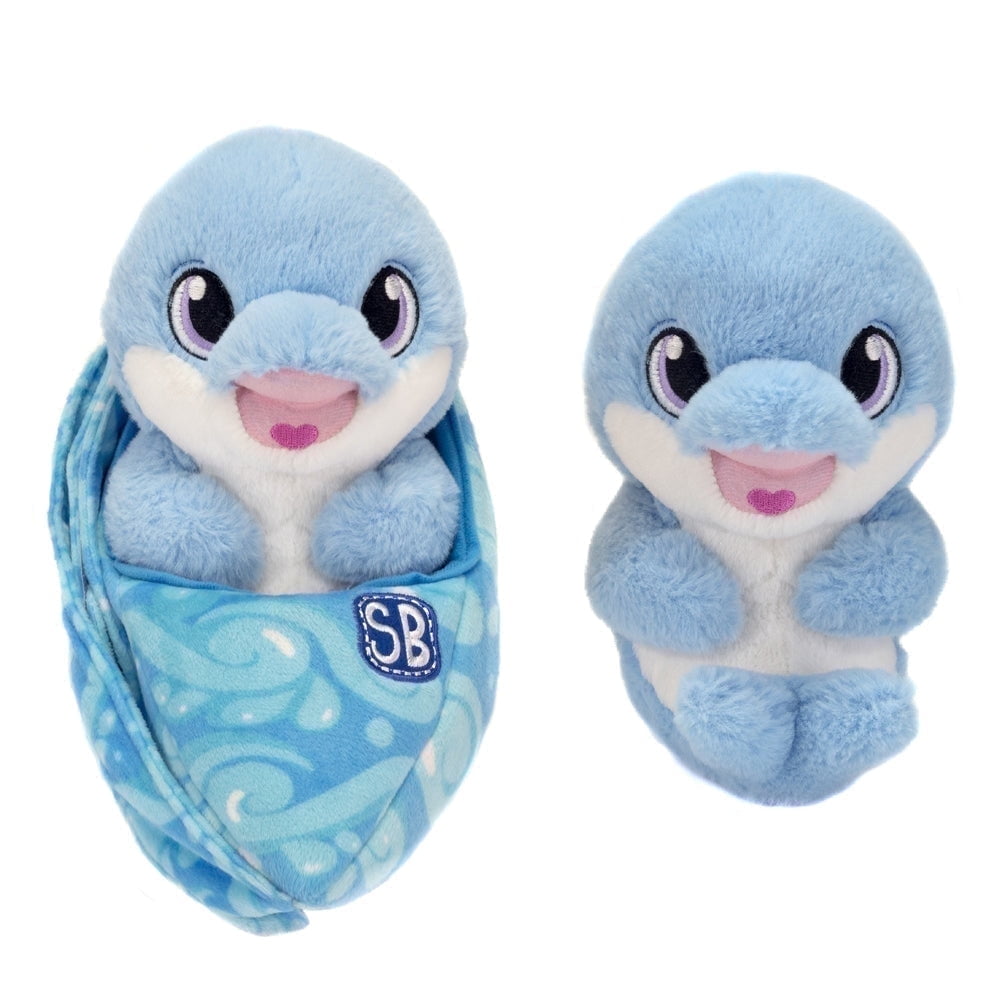 Plush Gear Swaddle Babies 9” Dolphin Plush Toy in Sling Soft Stuffed ...