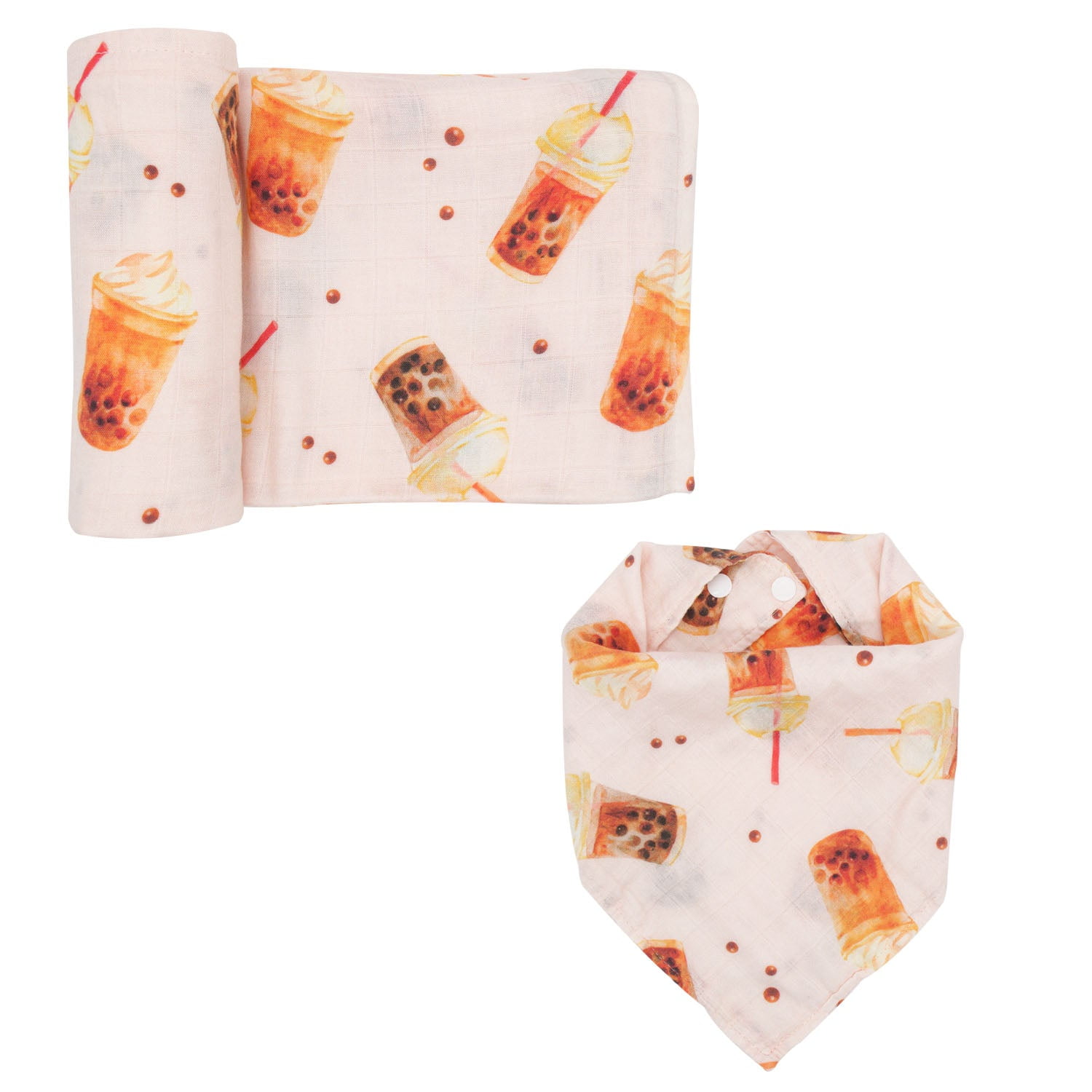 Swaddle & Bandana Bib Set - Boba Milk Tea - Walmart.com