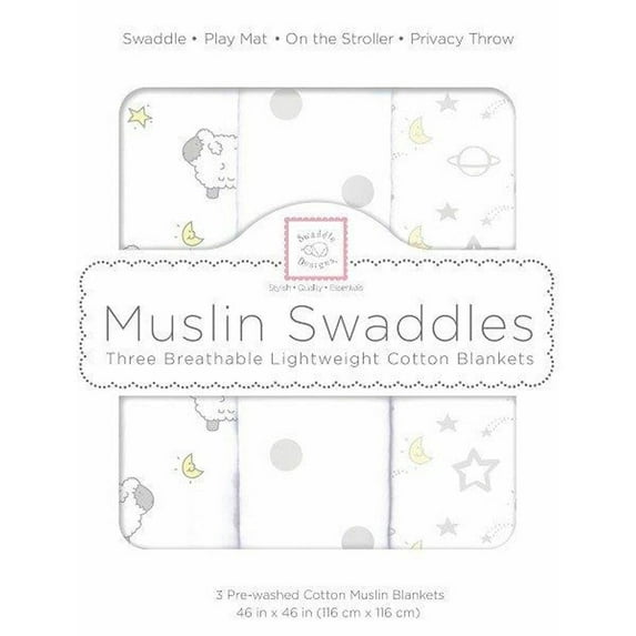 Swaddle Designs Blankets Little Lambs Goodnight, Sterling Gray & Pastel ...