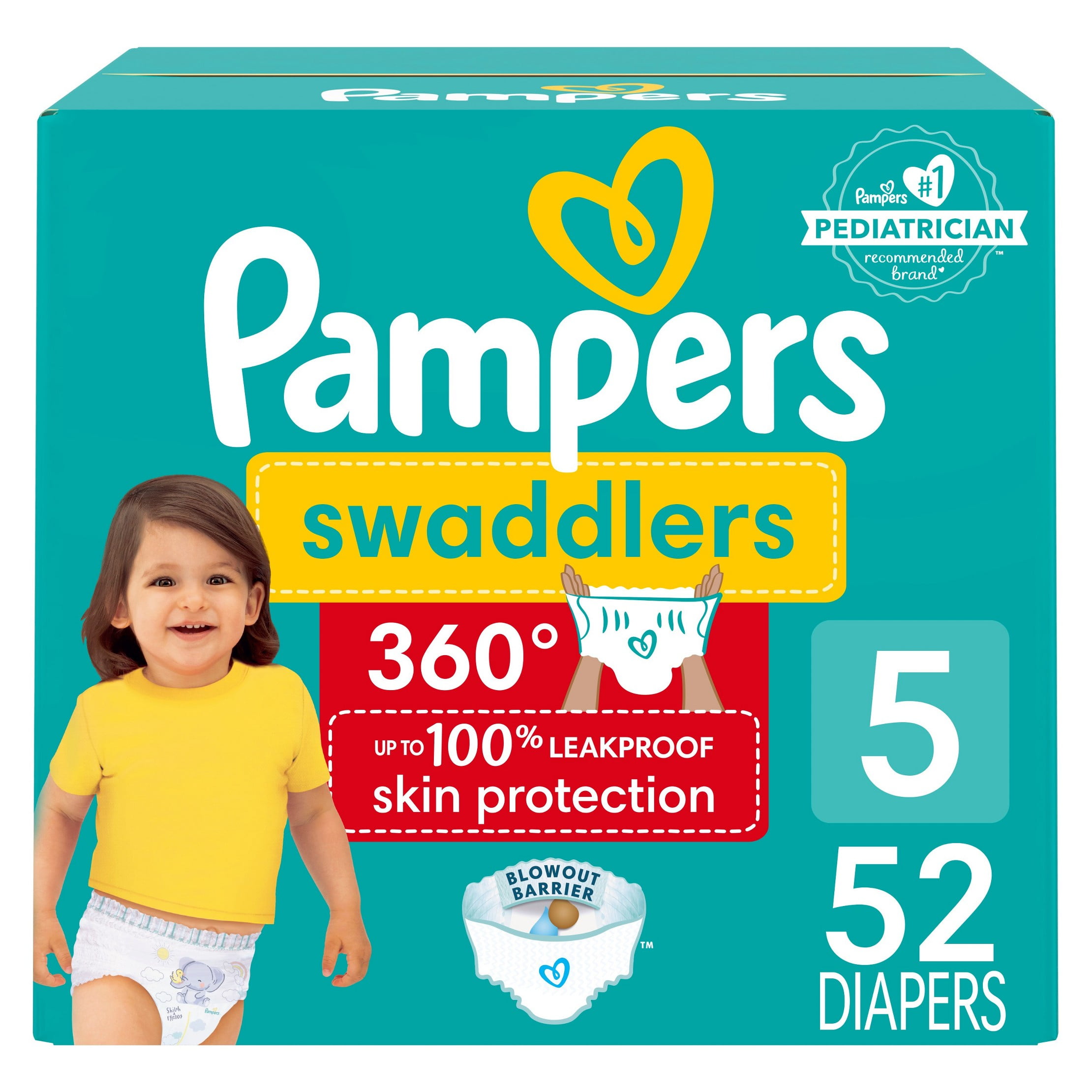 Swaddler 360 Disposable Baby Diapers - Size 5 - 52ct - Walmart.com