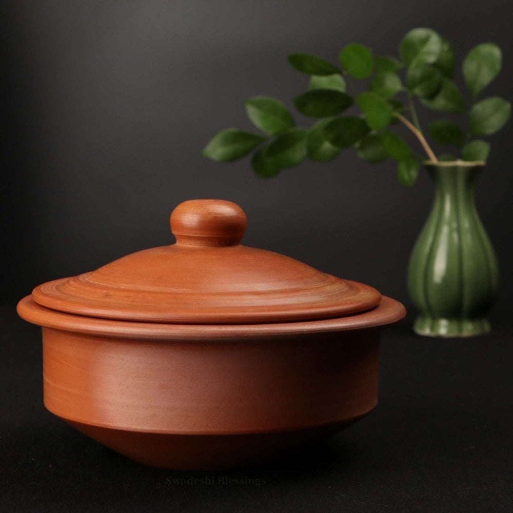 Swadeshi Blessings Clay Pot For Serving With Lid/ Clay Curd Pot/ 1 ...