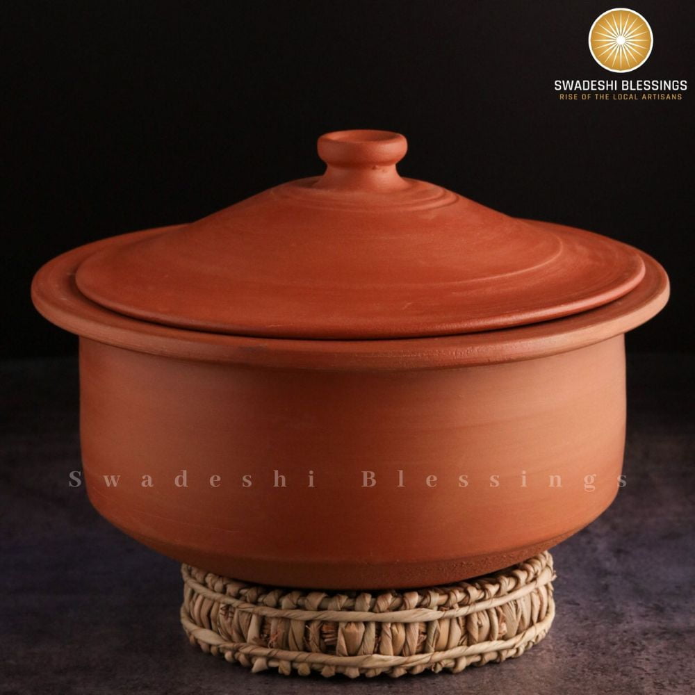 Swadeshi Blessings Clay Pot for Cooking With Lid, 4.5L/ Unglazed ...
