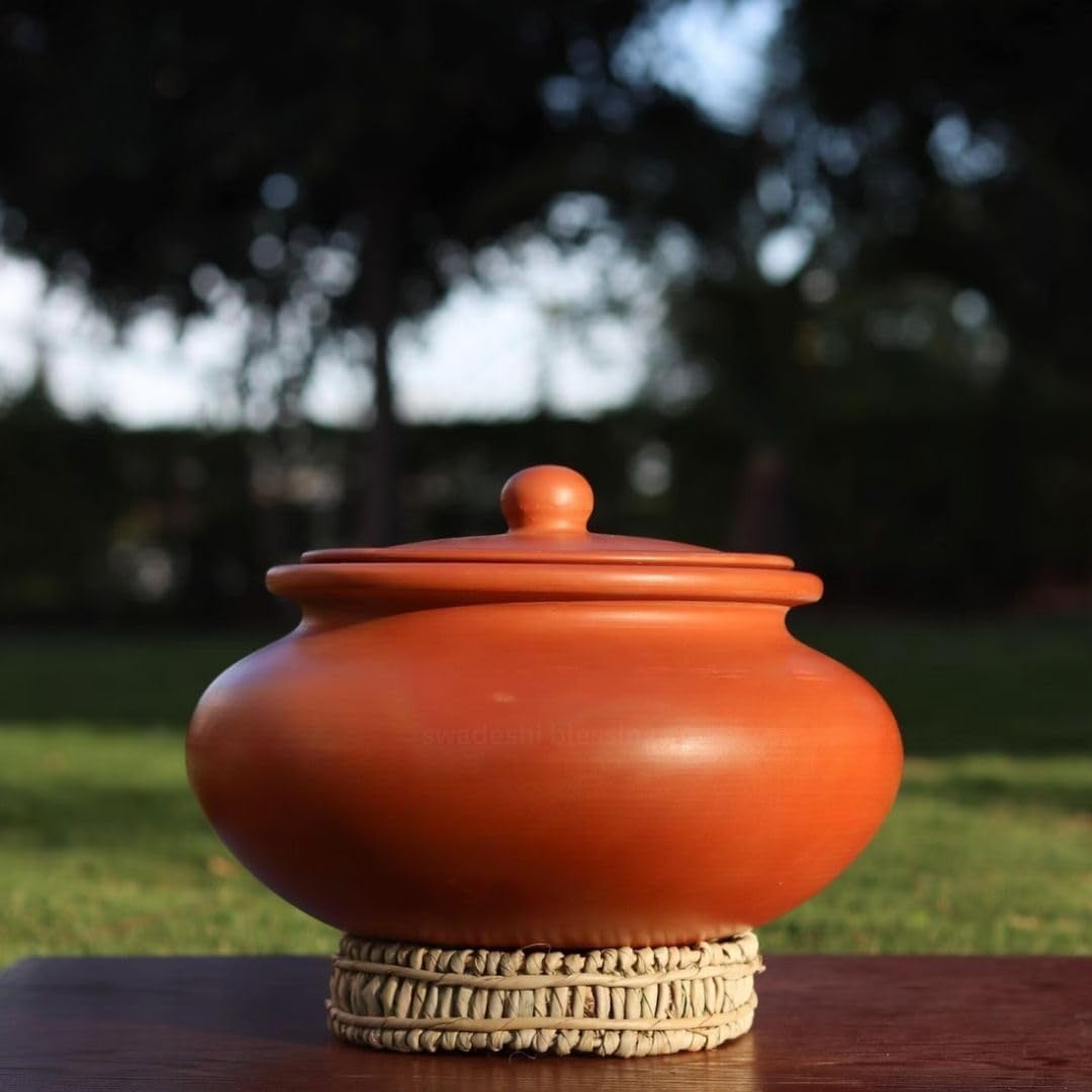 Swadeshi Blessings Unglazed Clay Pot for Cooking with Lid/ Clays ...