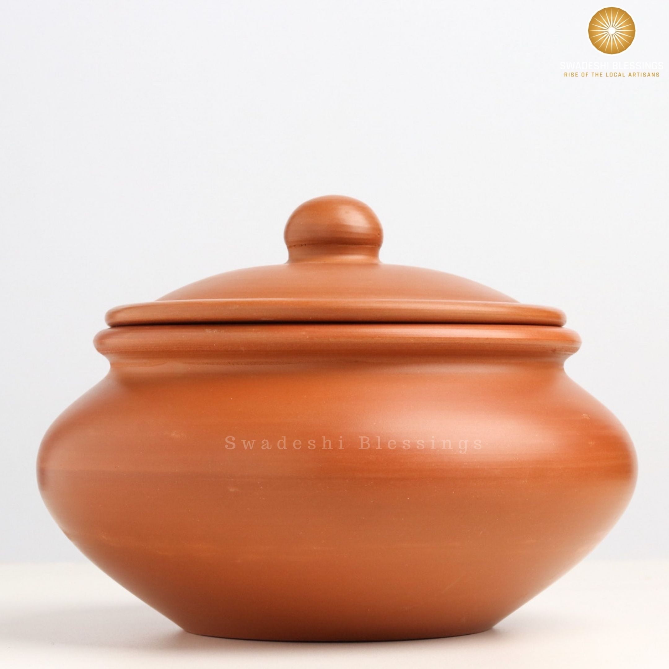 Swadeshi Blessings Unglazed Clay Pot, Handmade Earthen Cookware, 1.3L ...