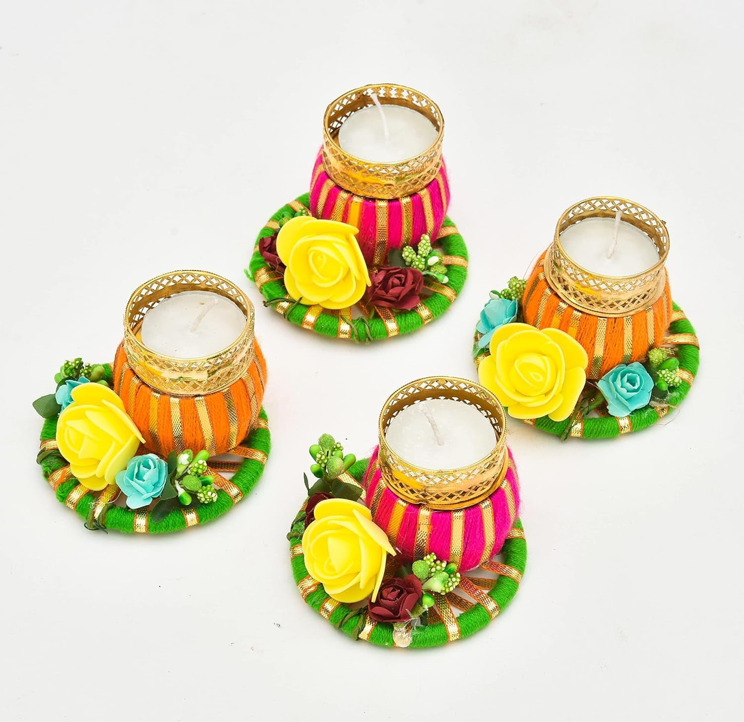 Swadeshi Desire™Artificial Rangoli Mat Aasan Tea Light Holder for ...