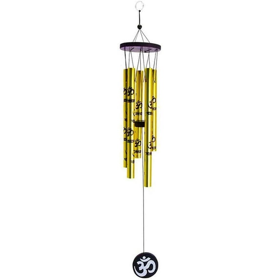 Swadeshi Desire Feng Shui Metal Wind Chime 5 Golden Pipes with Om for ...