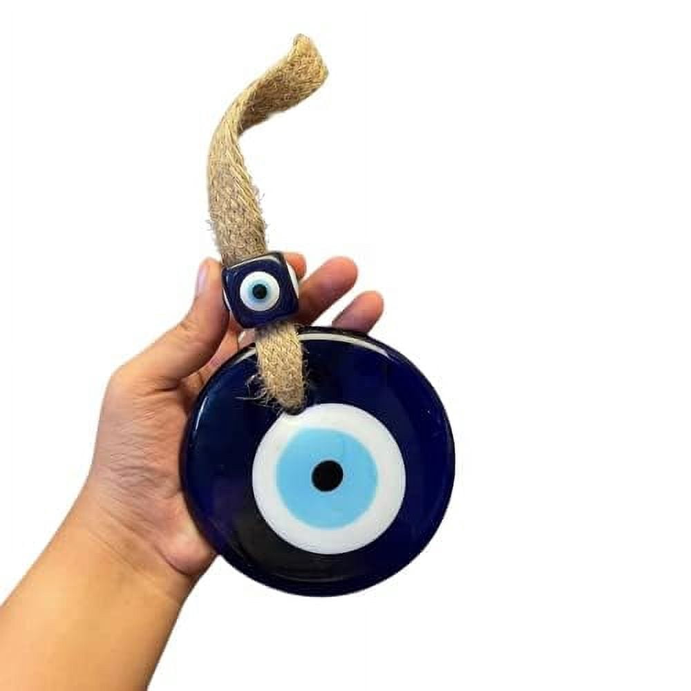 Swadeshi Desire Feng Shui Vastu Blue Big Glass Evil Eye with Jute Door ...