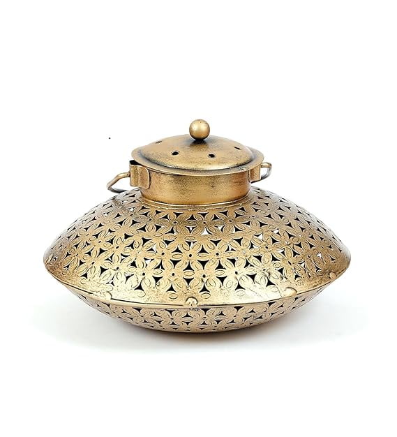 Swadeshi Desire Metallic Jali Golden Pot Degchi T Light - Elegance in ...