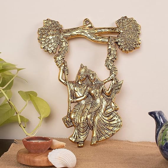 Swadeshi Desire Radha Krishna Tree Jhula Decorative Metal Wall Hanging ...