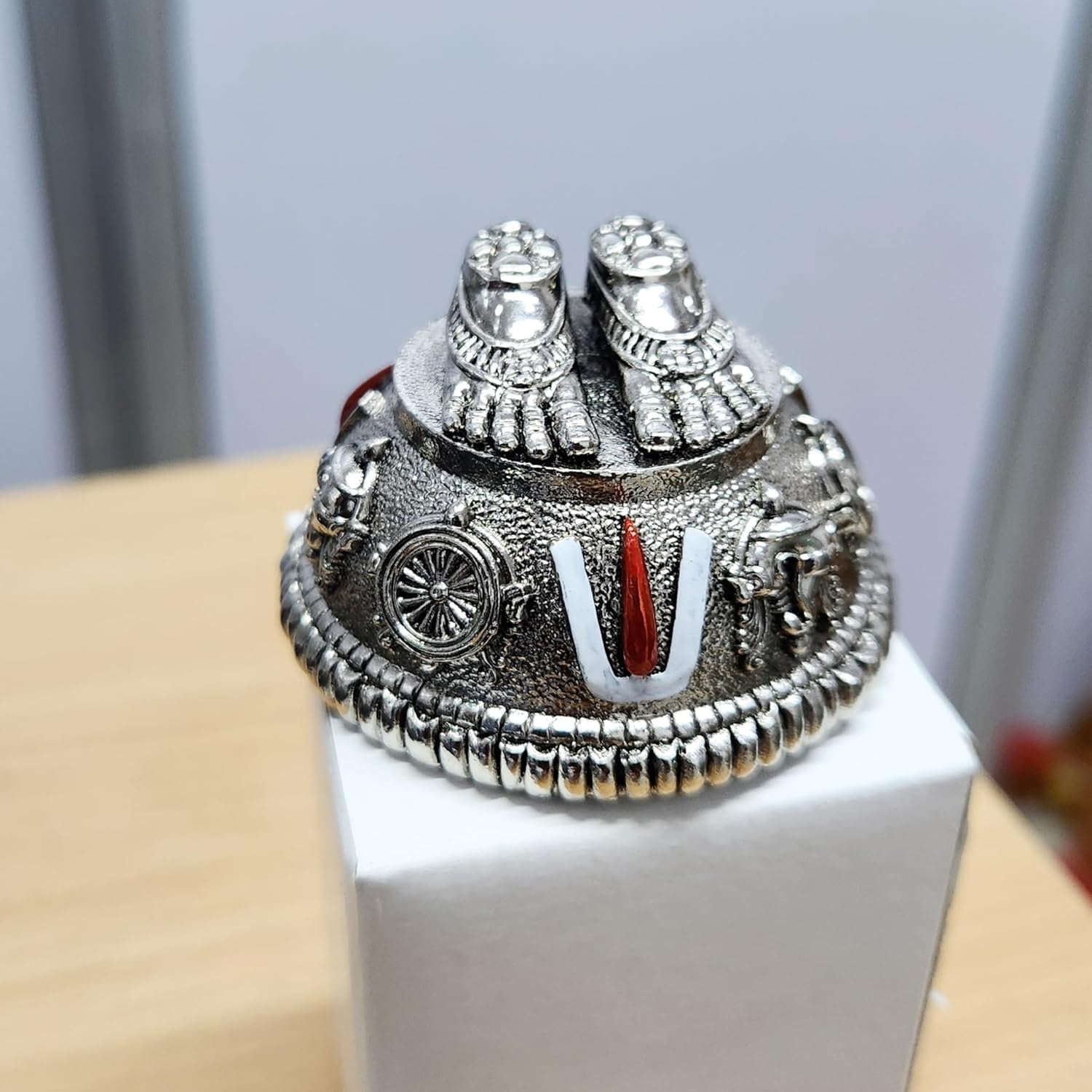 Swadeshi Desire Silver Antique Vishnu Charan Paduka| Finish Lord Balaji Charan Paduka |for Pooja ...