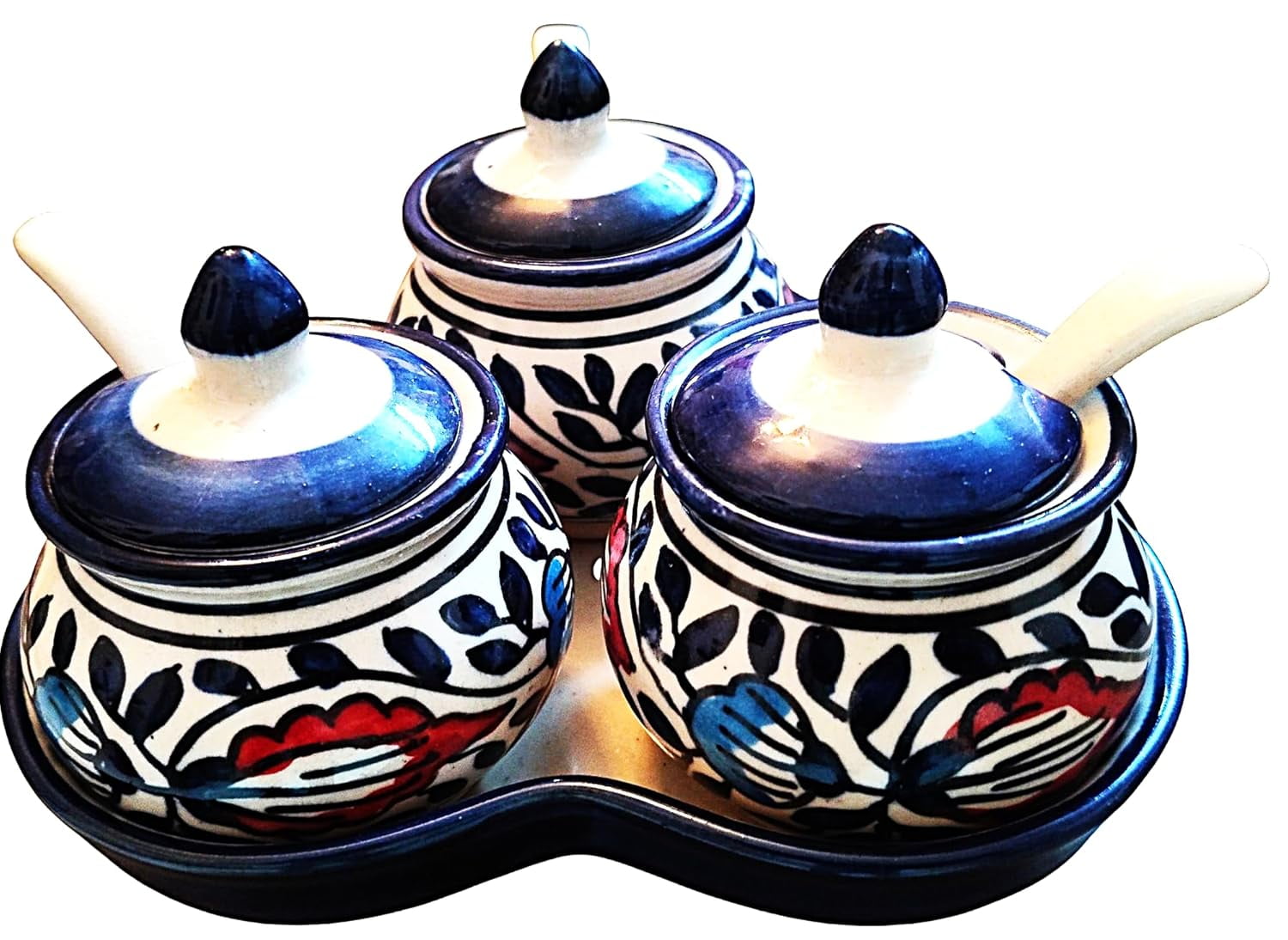 Swadeshi Desire Three Ceramic Spoons in a Base Plate With 3 Ceramic ...