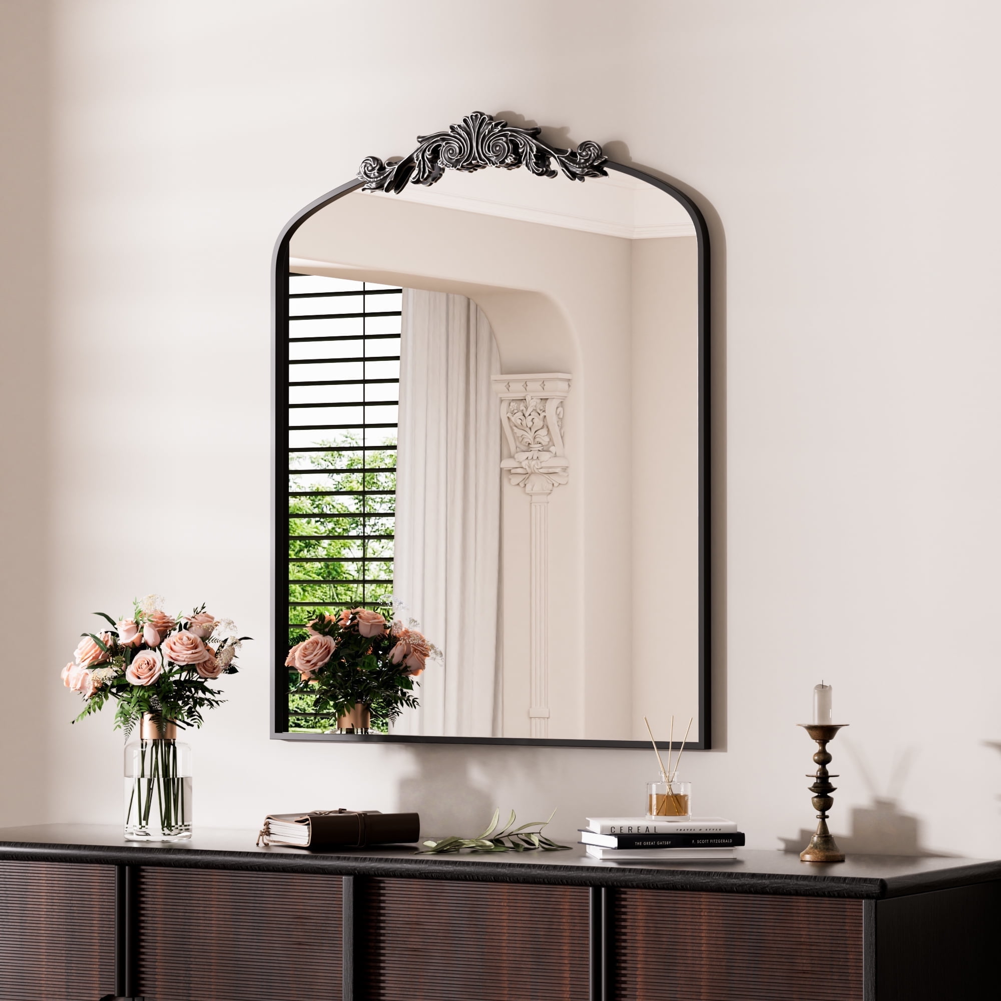 Swafrrt 30x36 inch Black Arch Mirror, Vintage Wall Mirror, Aluminum ...