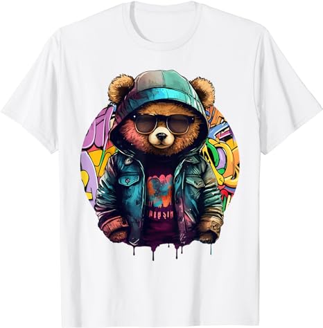 Swag Bear With Cool Glasses Urban Hip Hop Graffiti Art Style T-Shirt ...