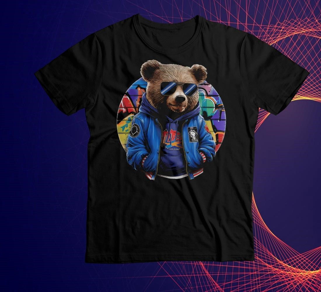 Swag Bear With Cool Glasses Urban Hip Hop Graffiti Art Style T-shirt ...