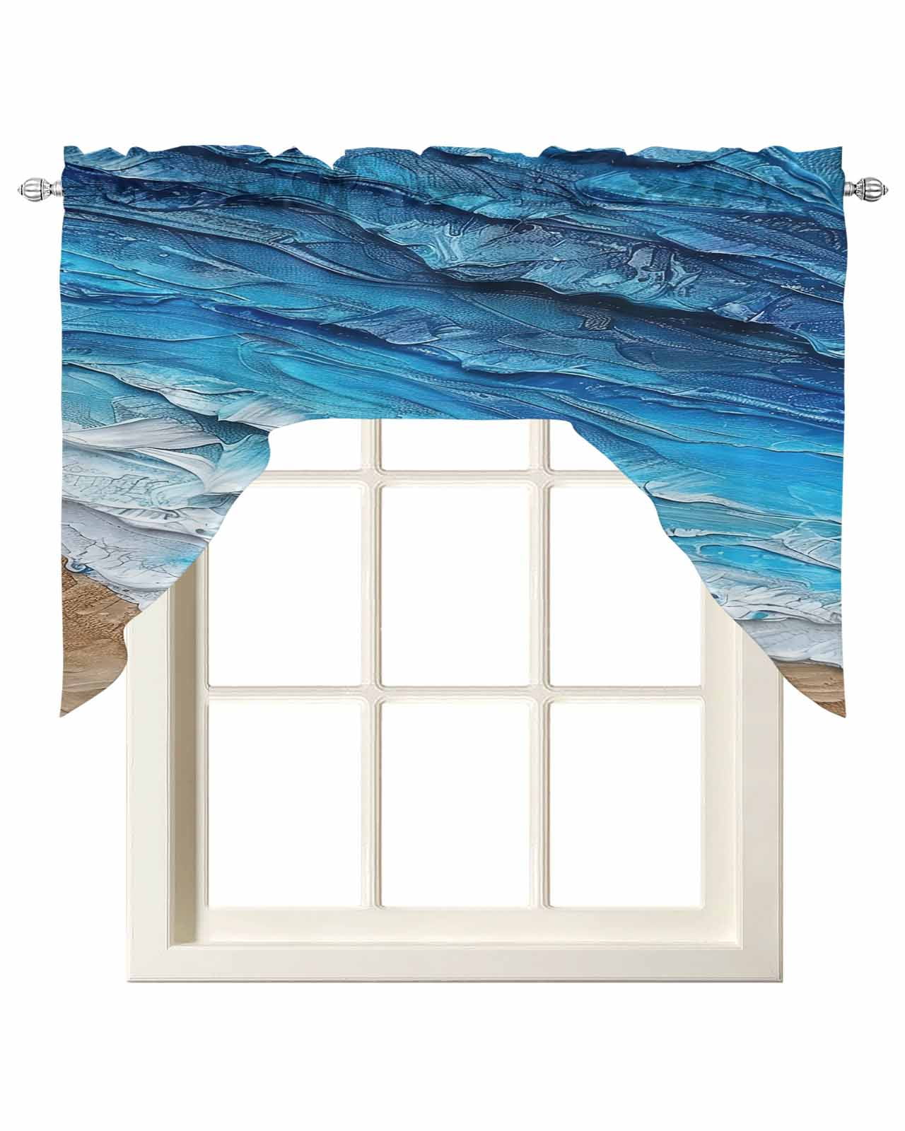 Swag Curtain Valances Blue Ocean Wave Swag Valances for Kitchen Windows ...