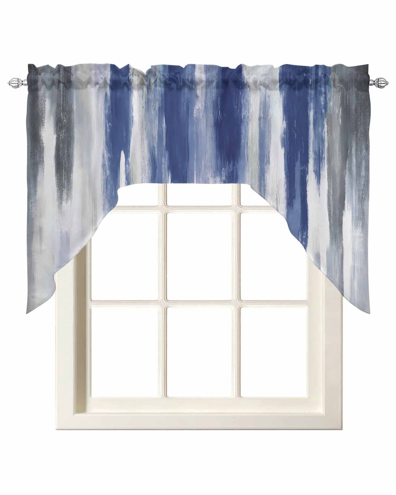 Swag Curtain Valances Navy Blue Grey Swag Valances for Kitchen Windows ...