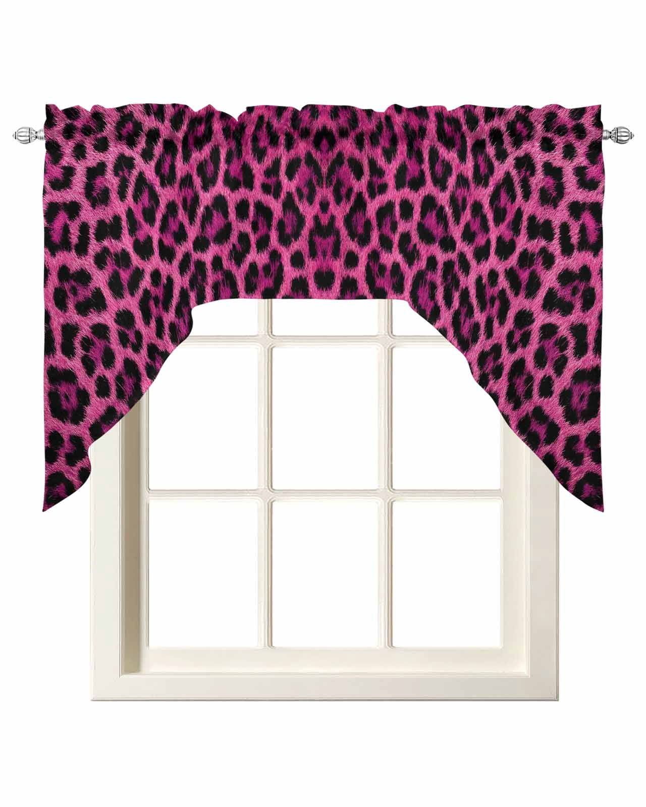 Swag Curtain Valances Pink Leopard Print Swag Valances for Kitchen ...