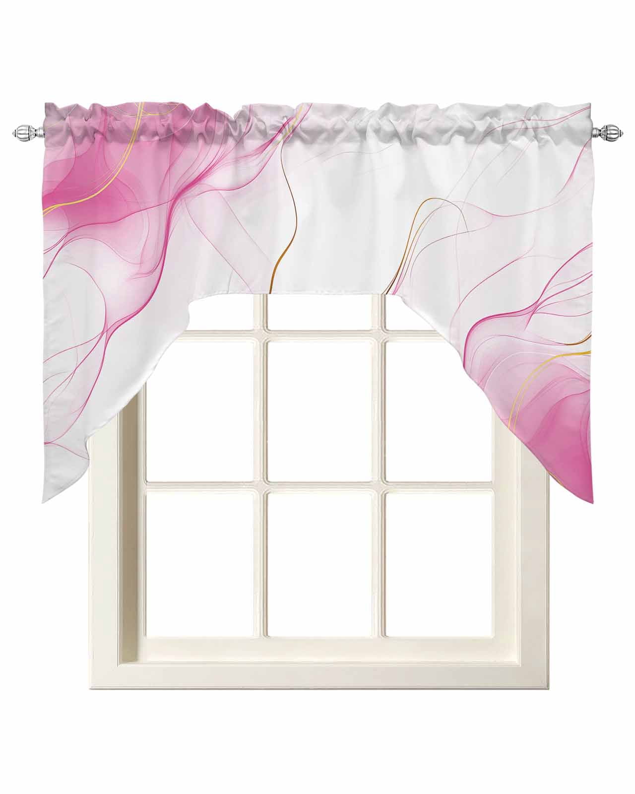 Swag Curtain Valances Pink Water Ripple Swag Valances for Kitchen ...