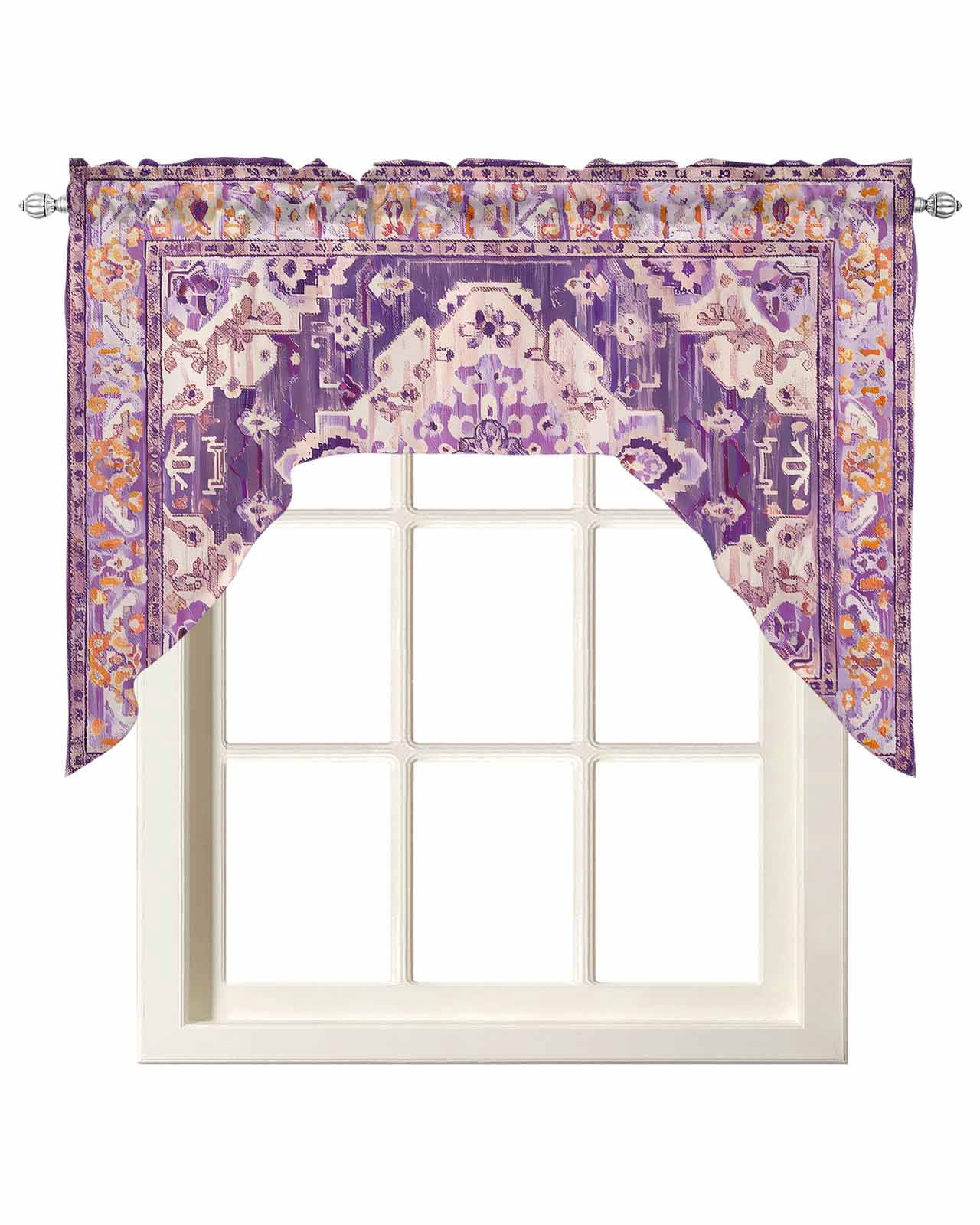 Swag Curtain Valances Purple Bohemian Swag Valances for Kitchen Windows ...