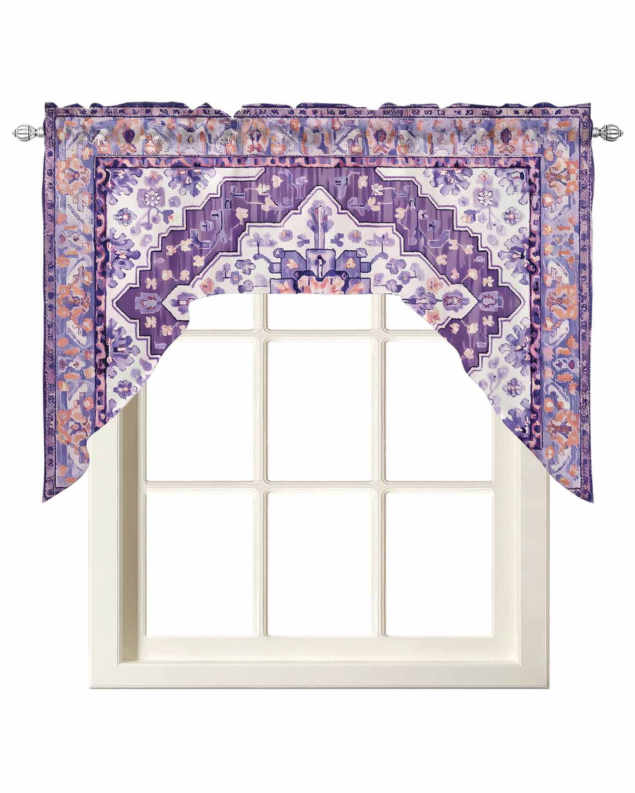 Swag Curtain Valances Purple Bohemian Swag Valances for Kitchen Windows ...