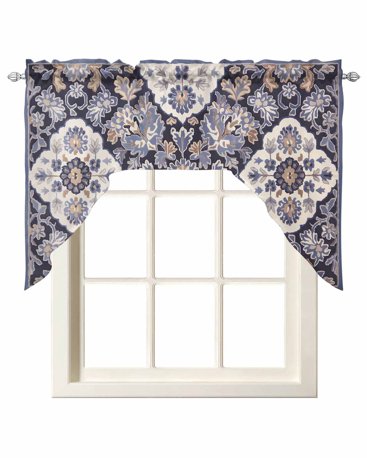 Swag Curtain Valances Purple Boho Flower Swag Valances for Kitchen ...