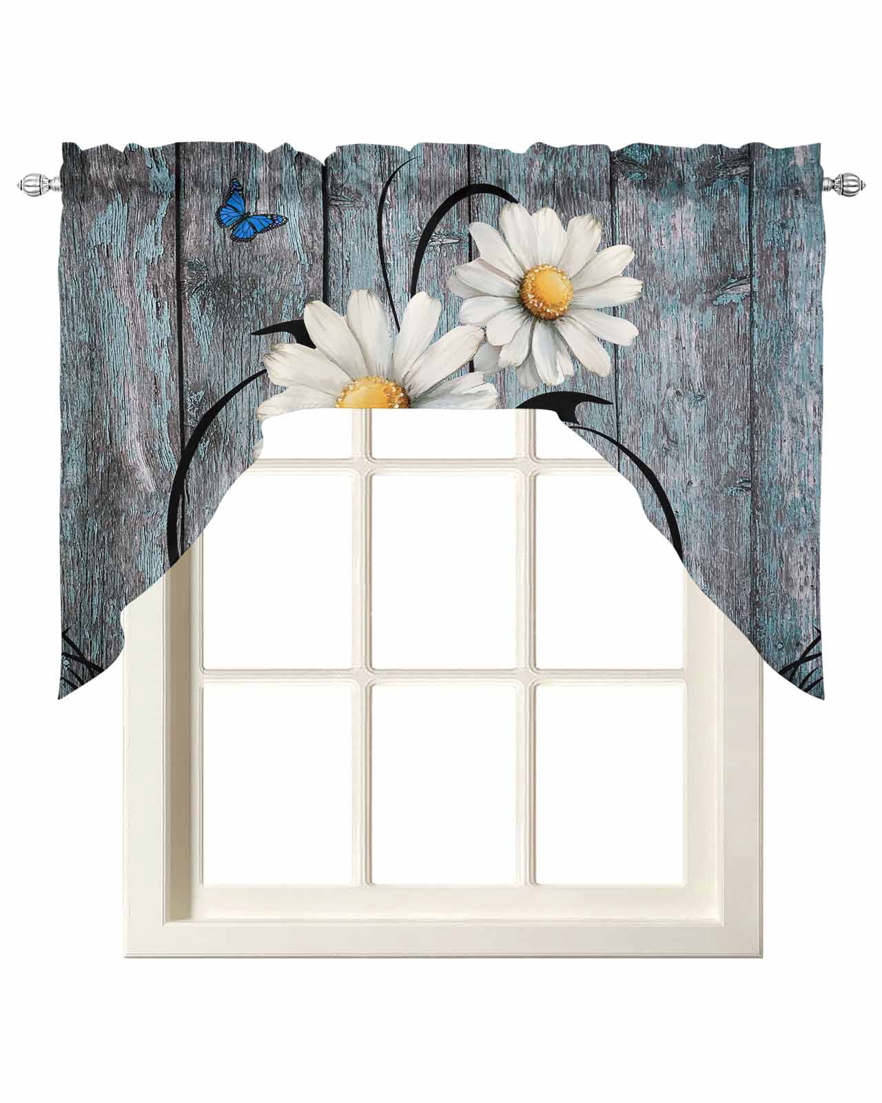 Swag Curtain Valances Rustic Daisy Swag Valances for Kitchen Windows ...