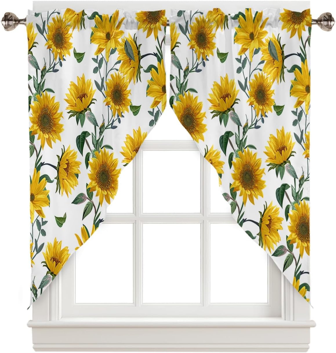 Swag Curtain Valances Sunflowers Pattern Swag Valances for Kitchen ...