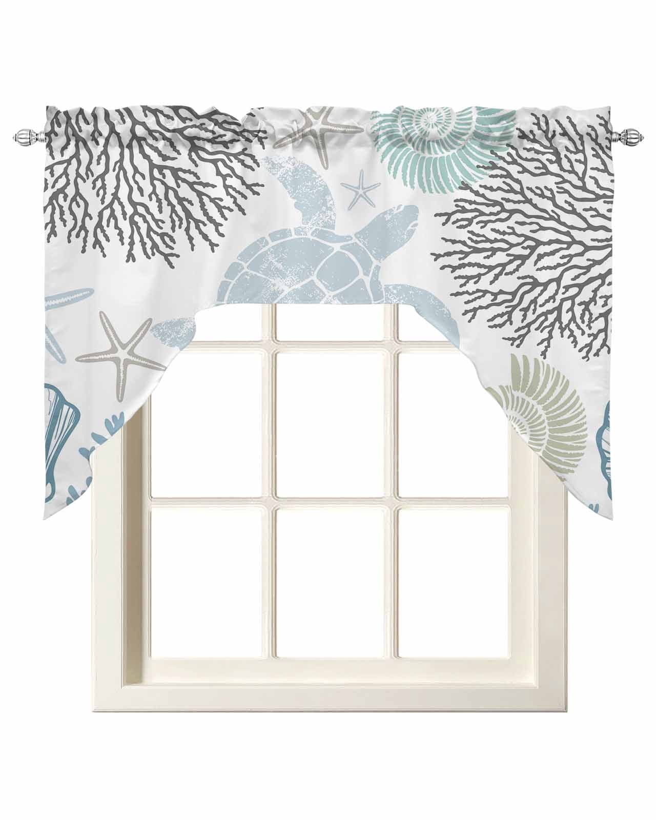 Swag Curtain Valances Teal Blue Turtle Swag Valances for Kitchen ...