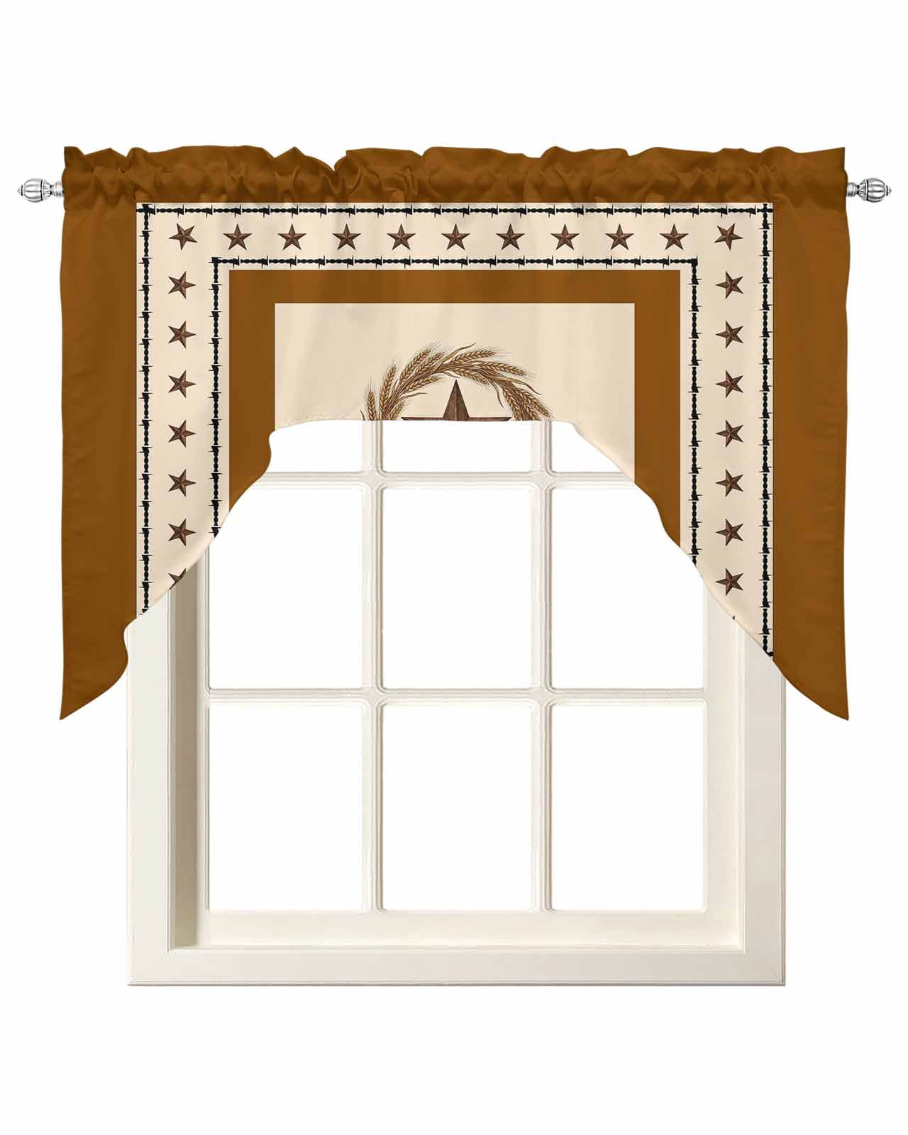 Swag Curtain Valances Weatern Texas Star Khaki Swag Valances for ...