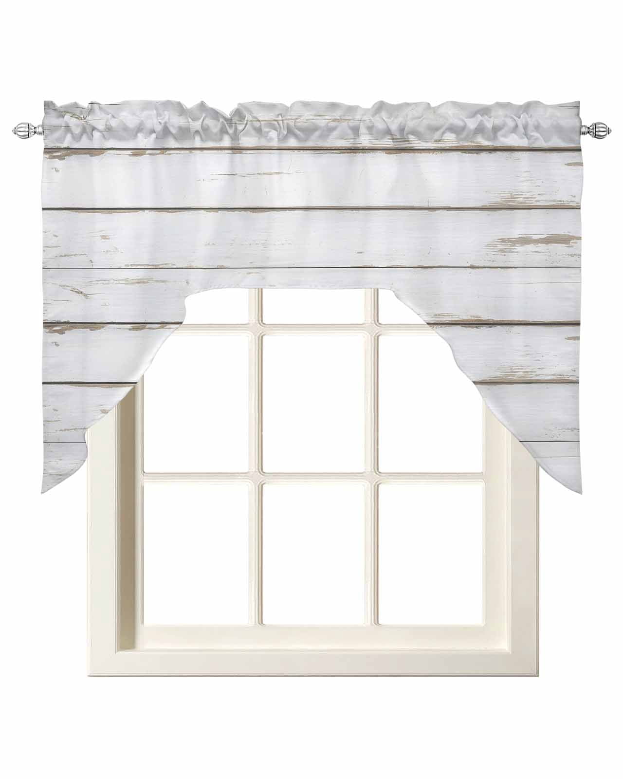 Swag Curtain Valances White Wood Grain Swag Valances for Kitchen ...