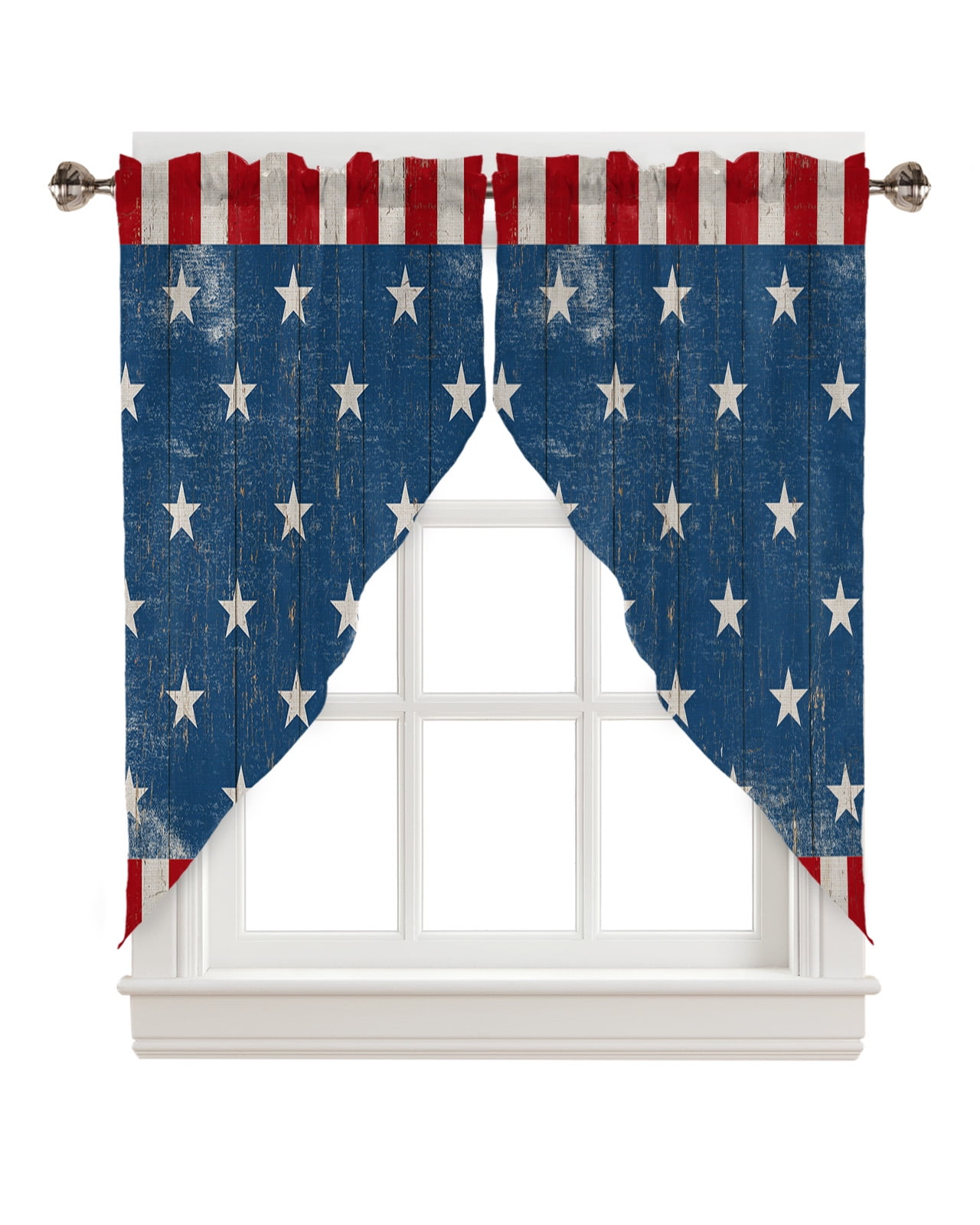 Swag Curtains, 4th of July Patriotic American Flag Retro Rod Pocket ...