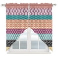 Swag Curtains, Boho Retro Geometric Art Stripe Rod Pocket Window Topper ...