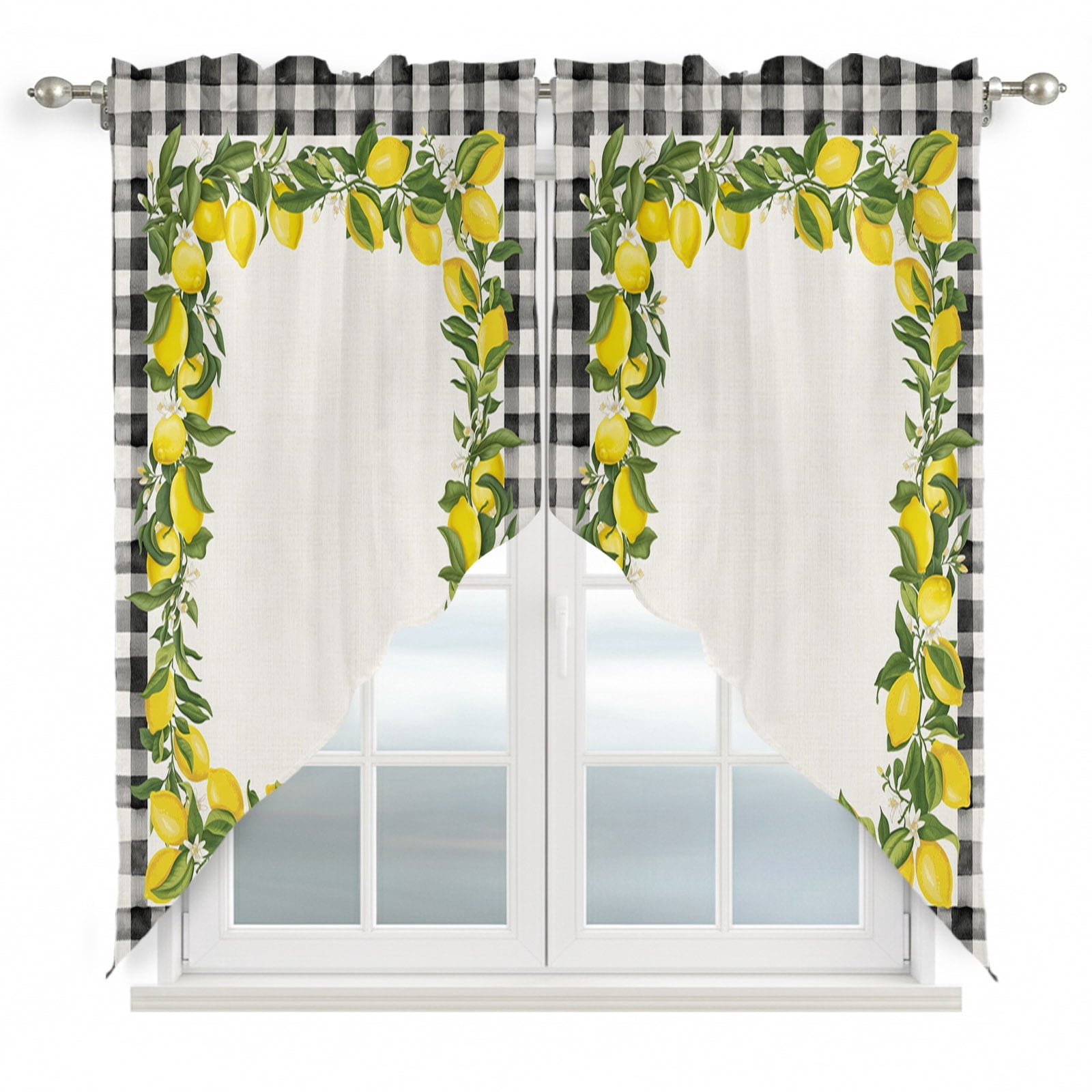 Swag Curtains, Farm Summer Lemon Rod Pocket Window Topper Curtains ...
