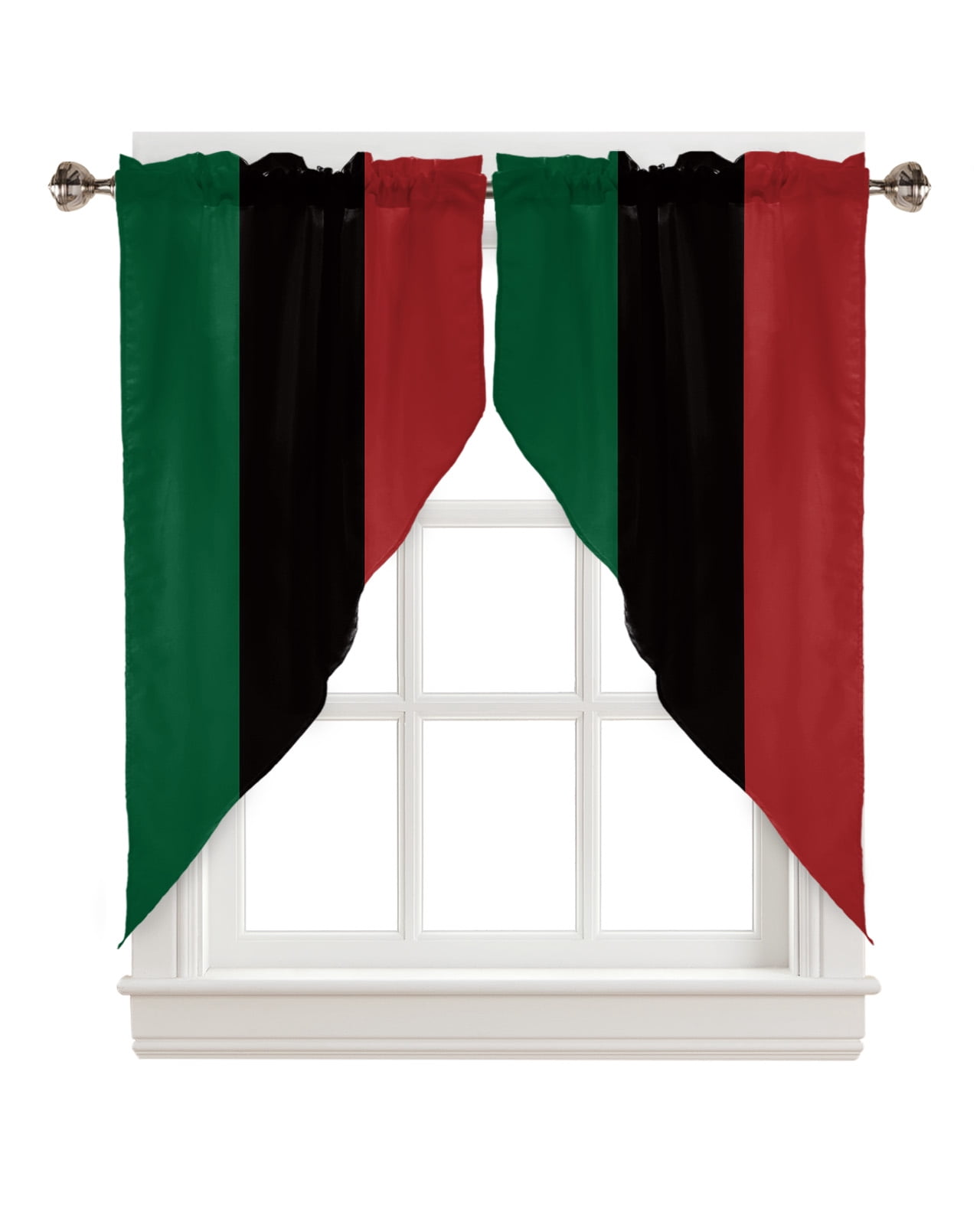 Swag Curtains, Independence Day USA Flag Black Red Green Stripe Rod ...