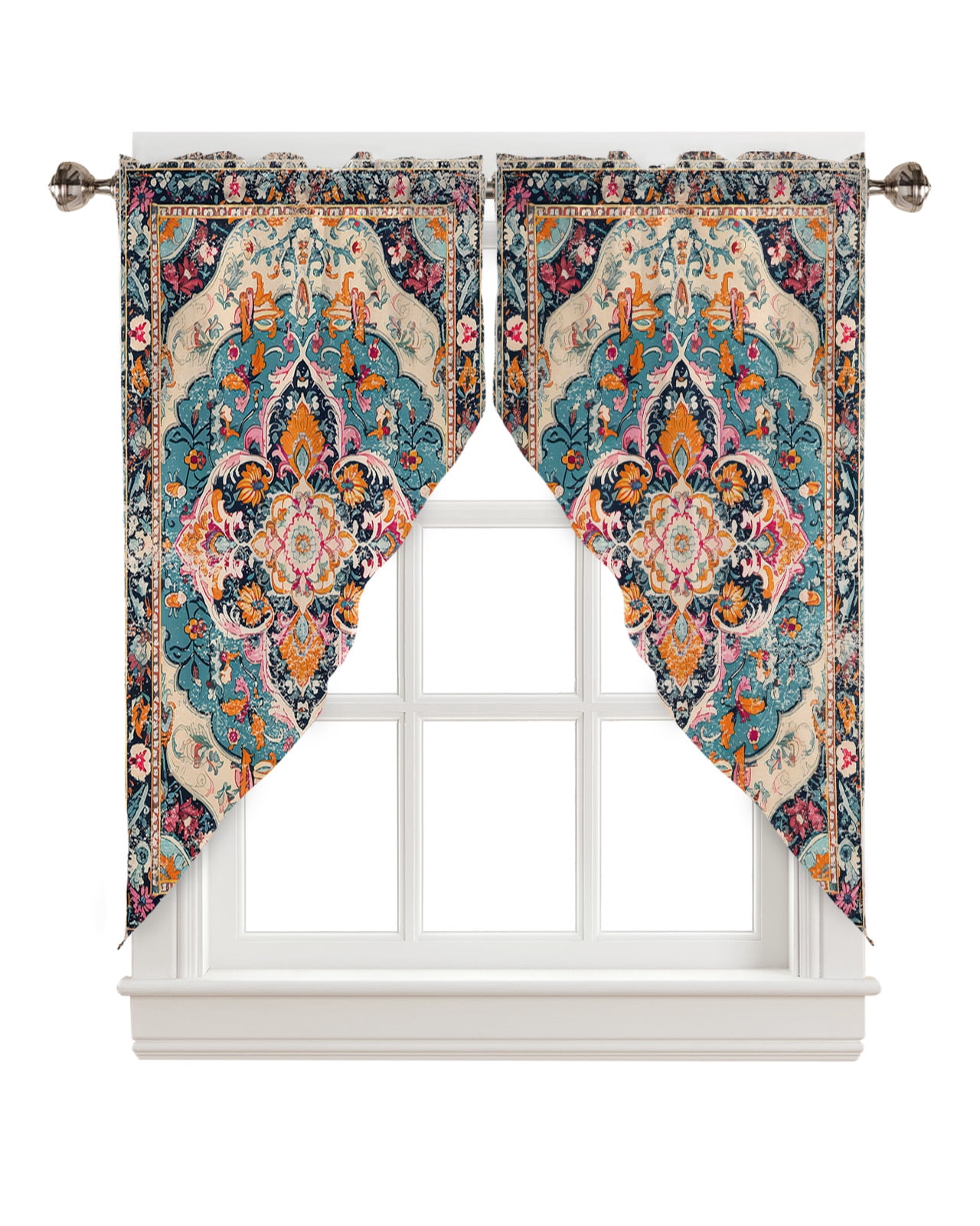 Swag Curtains, Meddle Century Vintage Floral Mural Pattern Rod Pocket ...