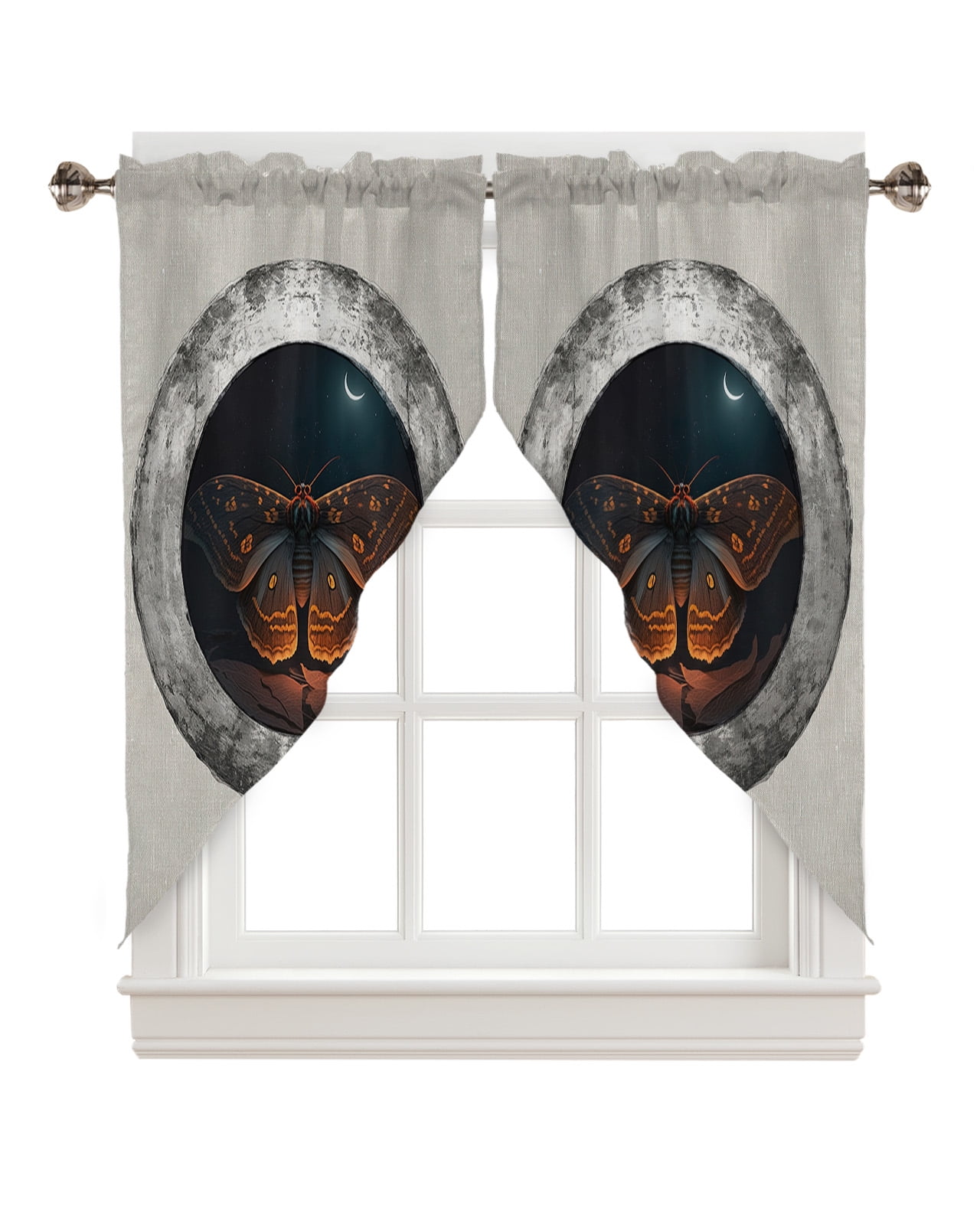 Swag Curtains, Moon Moth Mirror Faced Withered Leaf Butterfly Rod ...