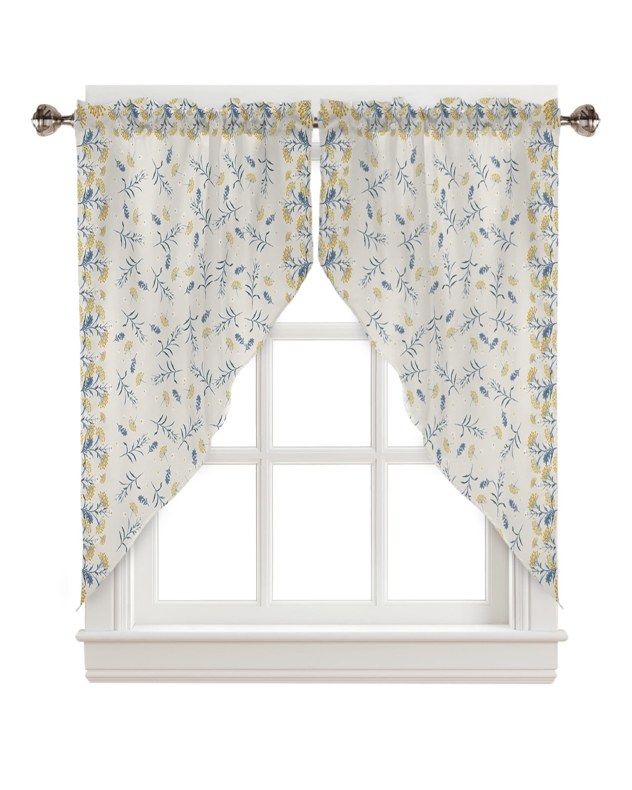 Swag Curtains, Spring Farmhouse Herb Floral Pattern Rod Pocket Kitchen ...