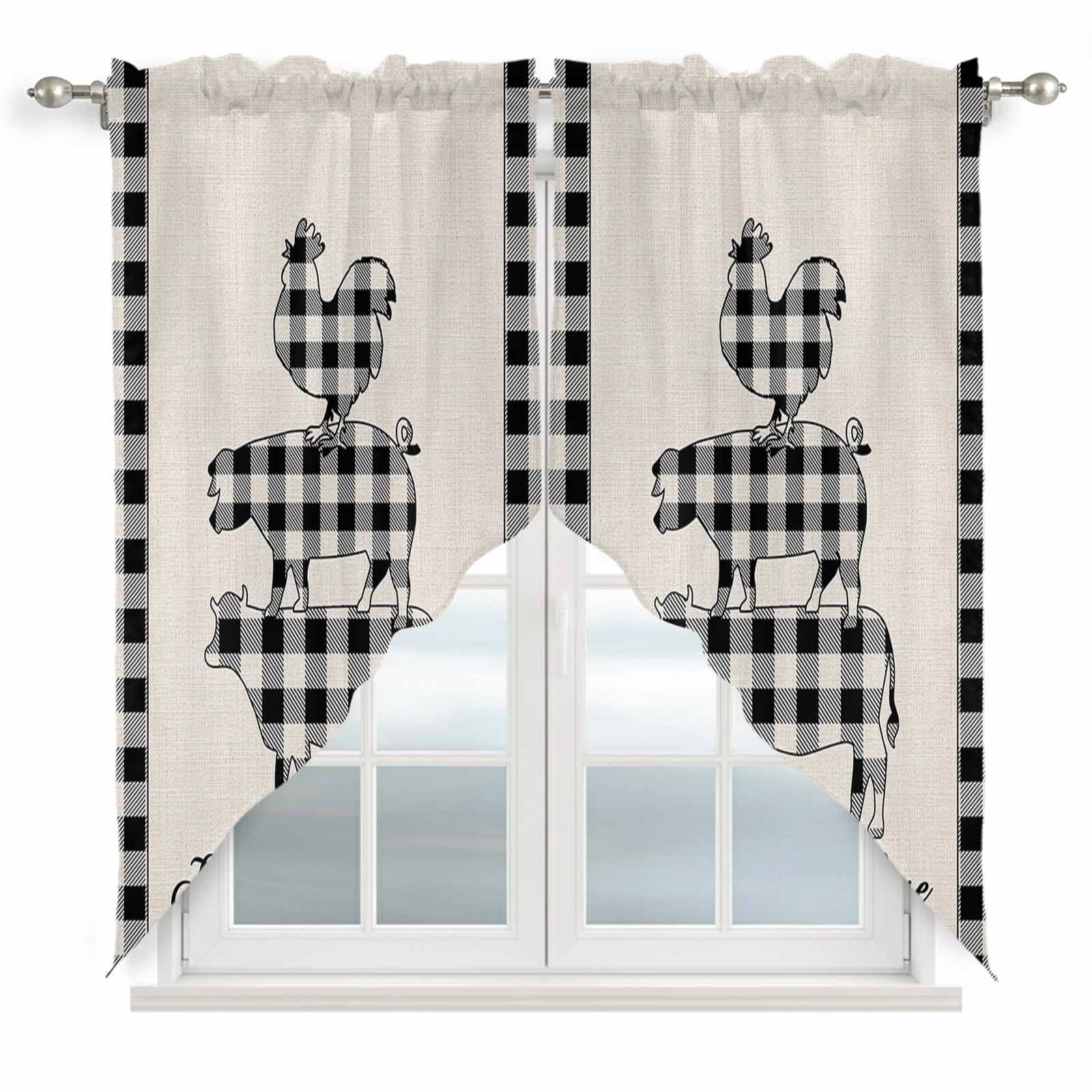 Swag Curtains Valances for Windows, Vintage Farmhouse Animals Short ...
