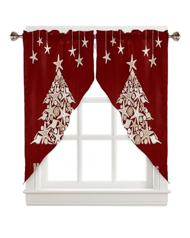 Swag Curtains for Windows Semi-Sheer Curtains Window Valance Rod Pocket Kitchen Valance Fluid ...
