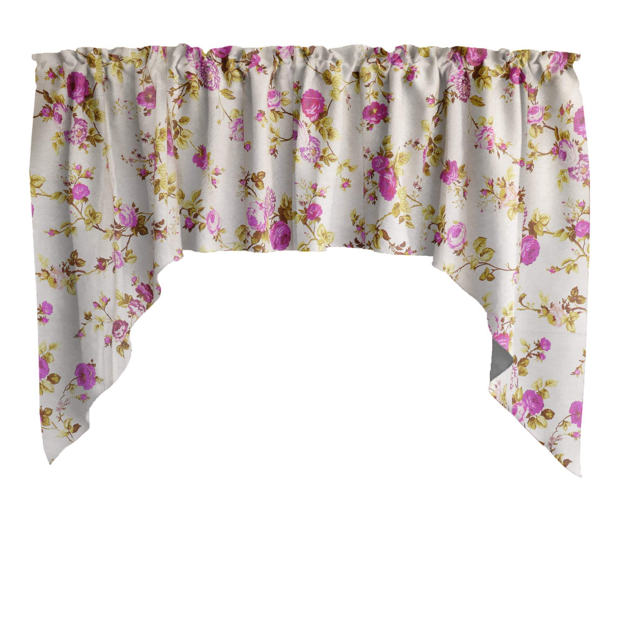 Swag Valance Cotton Vintage Floral Large Roses Print 58" Wide / 36 ...