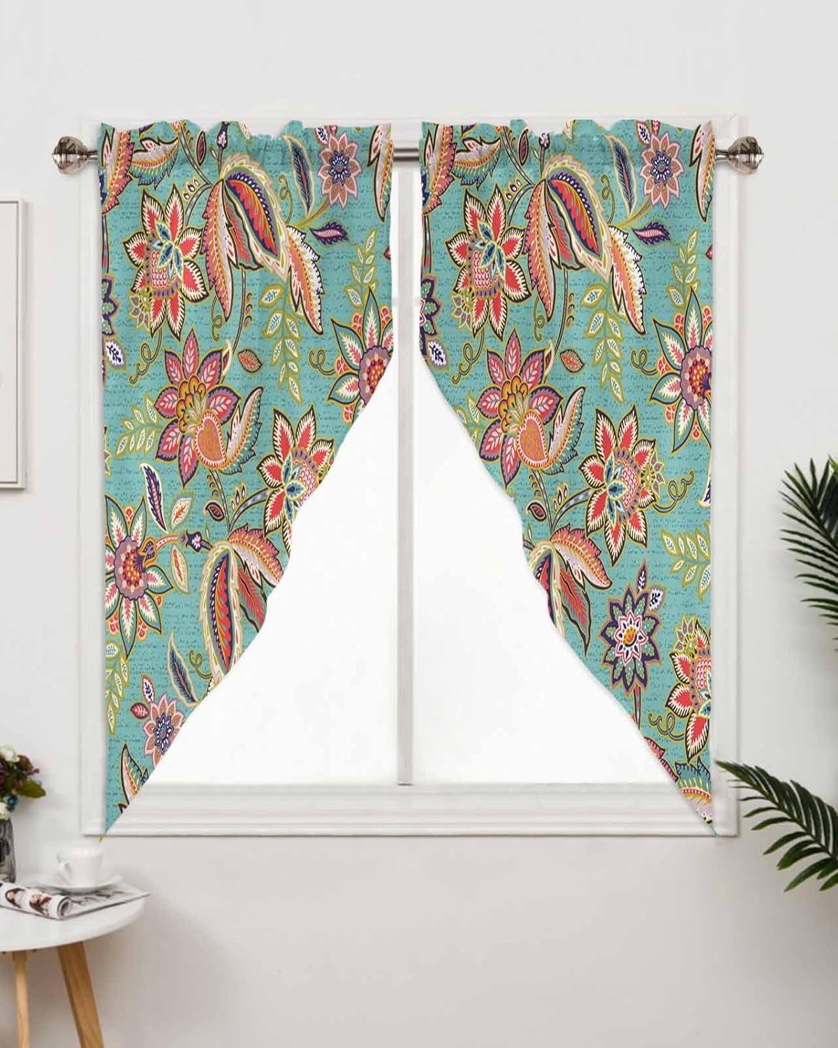 Swag Valance Curtain Tier Pair Paisley Patterns Traditional Eastern Rod ...