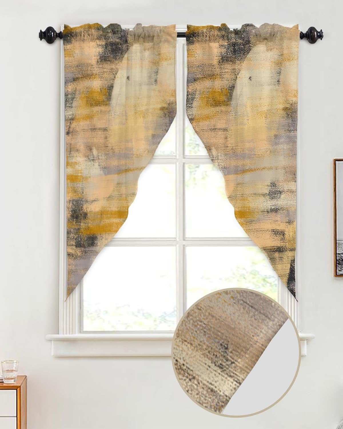 Swag Valance Curtains Abstract Art Orange Yellow Rode Pocket Swag ...