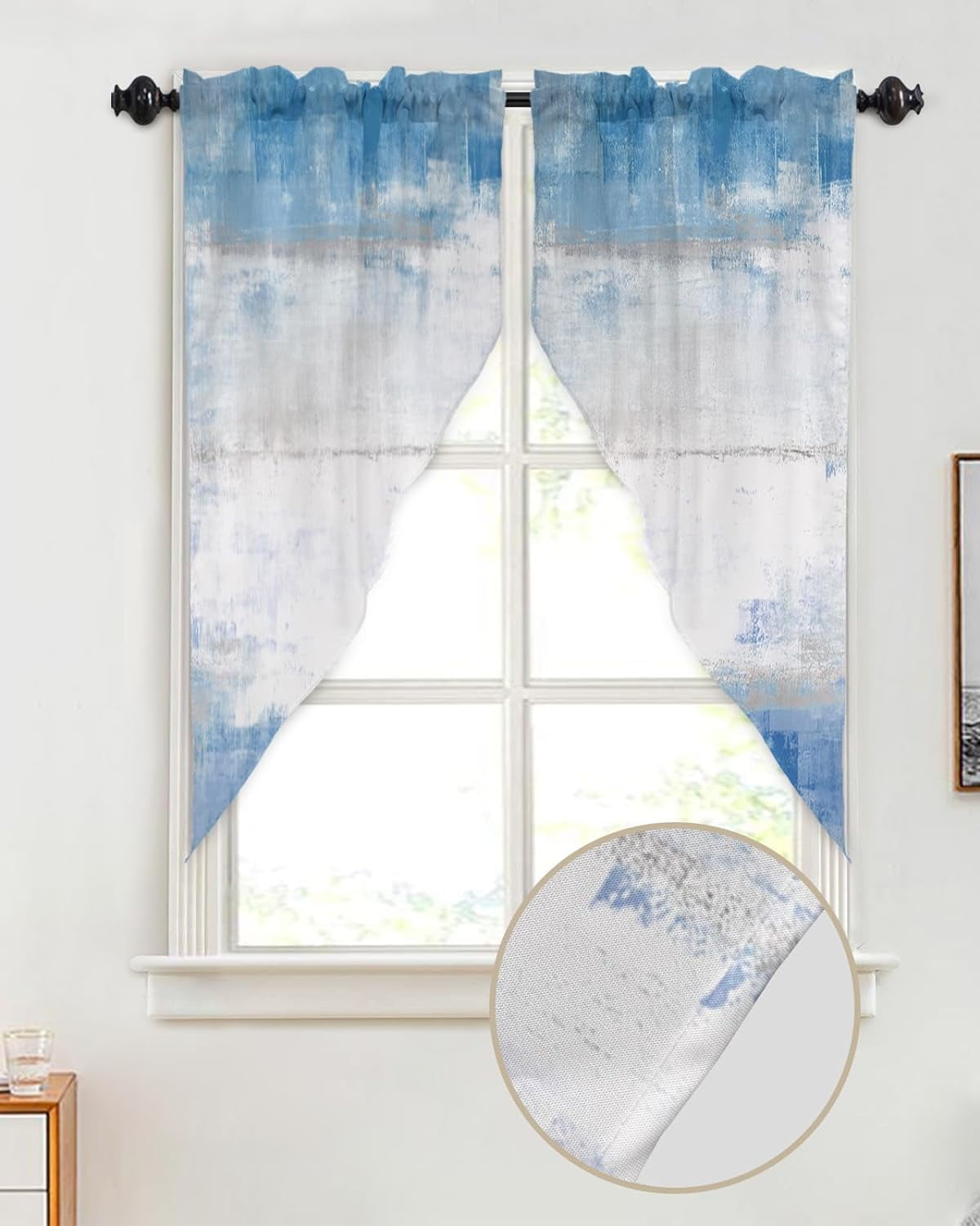 Swag Valance Curtains Blue White Graffiti Abstract Art Rode Pocket Swag ...