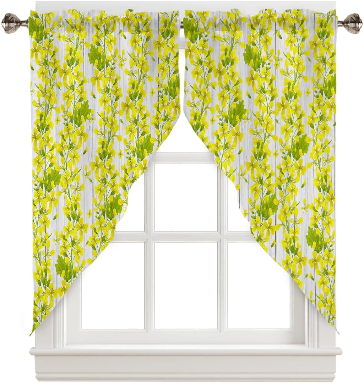 Swag Valance Curtains Blue and White Porcelain Map Texture Summer Lemon ...