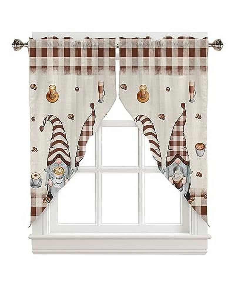 Swag Valance Curtains Coffee Theme Coffee Grinder Pattern Vintage Style ...