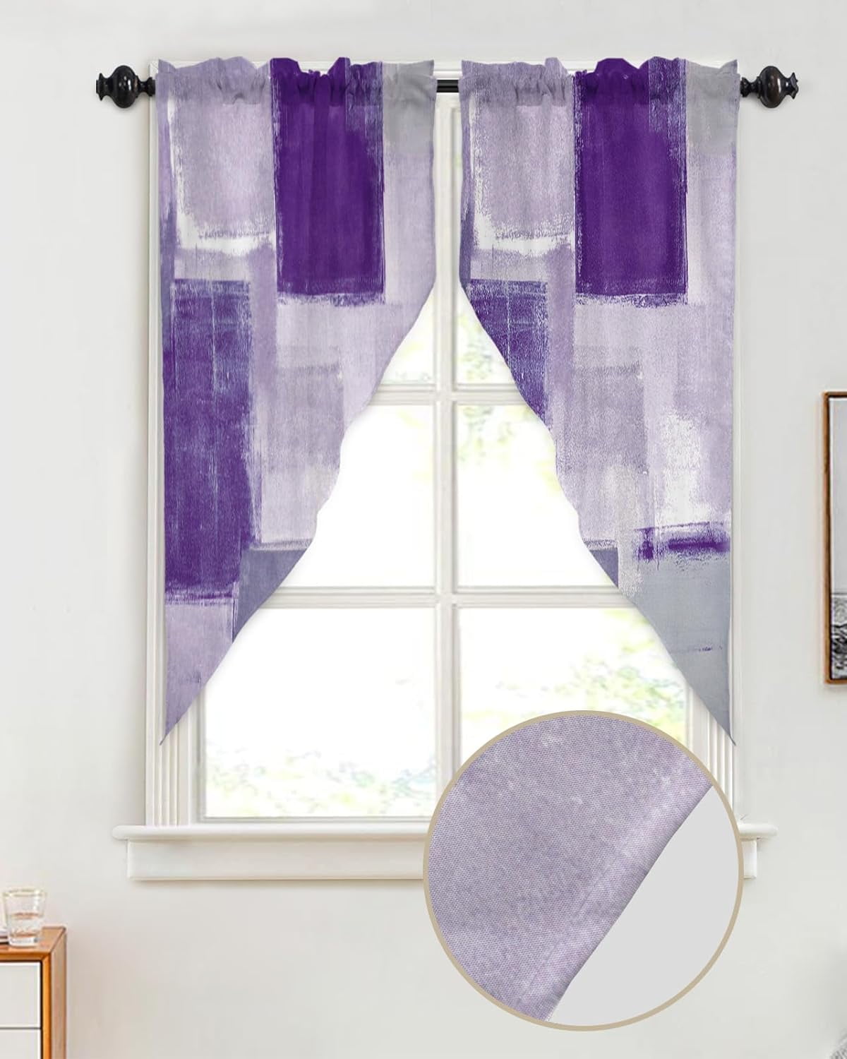Swag Valance Curtains Grunge Street Style Dark Purple Abstract Painting ...