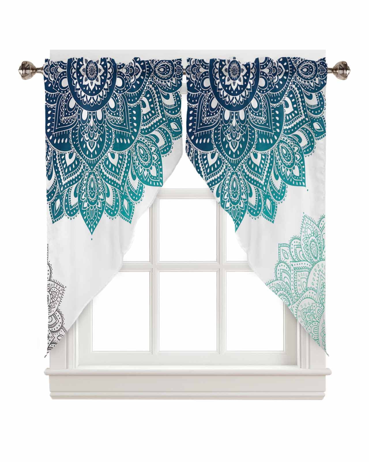 Swag Valance Curtains Mandala Gradient Pattern Rod Pocket Kitchen ...