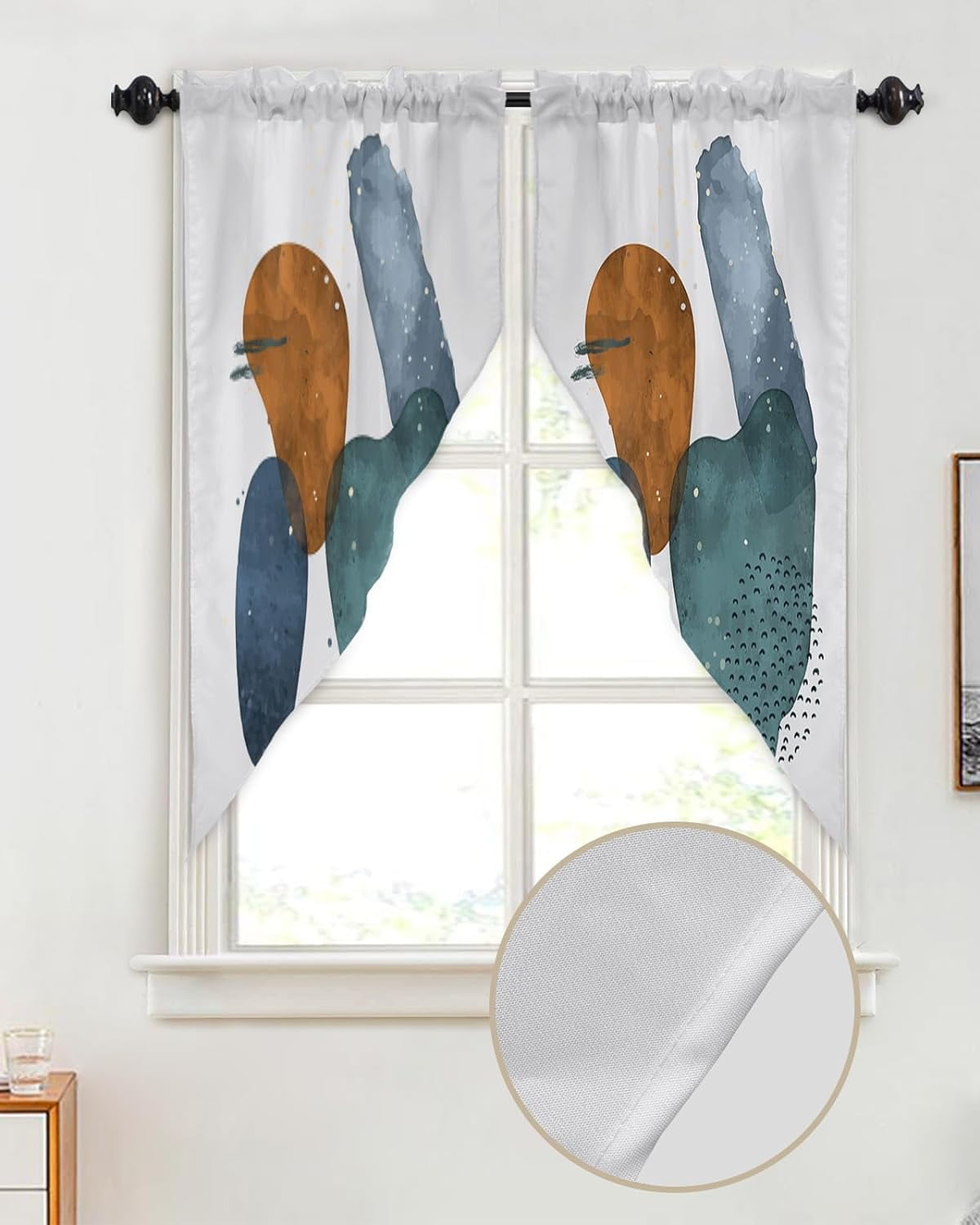 Swag Valance Curtains Minimalist Painting Brush Texture Abstract Art ...