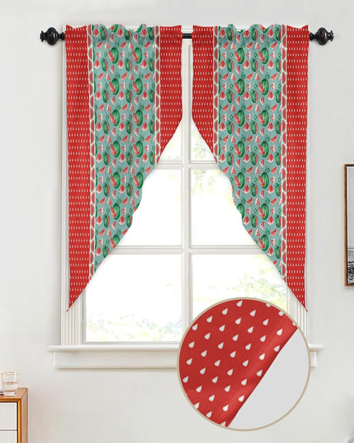 Swag Valance Curtains Summer Watermelon Red Watermelon Seed Background ...